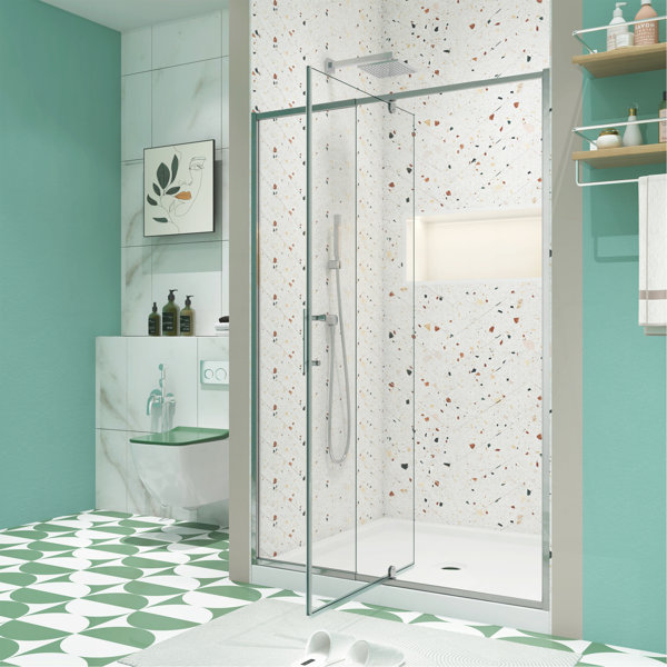 TYUNABRN 56-60" W X 71" H Piovt Swing Glass Shower Door | Wayfair